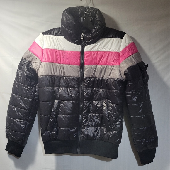 Discovery | Jackets & Coats | Discovery Blackwhitepinkgray Puffer ...